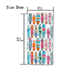 HGOD DESIGNS Surfboards Hand Towels,Watercolor Wave Tropical Surfboards Summer Beach Pattern 100% Cotton Soft Bath Hand Towels for Bathroom Kitchen Hotel Spa Hand Towels 15"X30"