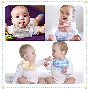 DOSMINE 6 Pack Baby Drooling Bibs 8-Layer Baby Food Bibs Adjustable Baby Bibs Soft & Absorbent Bibs for Drooling & Teething for Baby Boys & Girls