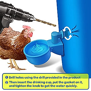 MYGIIKAKA Chicken Waterer Larger Automatic Chicken Waterer Cups DIY Poultry Chicken Waterer Kit 5 Gallon for Chicken, Duck, Goose, Rabbit (6 Pack)