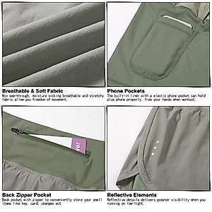 Soothfeel Women's 2 in 1 Running Shorts Workout Athletic Gym Yoga Shorts for Women with Pockets Green