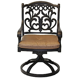 Mandalay Outdoor Patio 9pc Dining Set Dark Bronze Color Cast Aluminum (Premium Fabric Cushions)