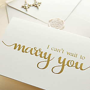 MarHermoso I Can't Wait to Marry You Wedding Day Card, to Your Bride or Groom, Gold Foil Notecard Love Note Before I Do(No.3)