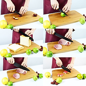 knife set black for Kitchen with Block, Kitchen Knife Sets 16 Piece Kitchen Knives for Chopping, Slicing, Dicing&Cutting,Dishwasher Safe,6 Steak Knives