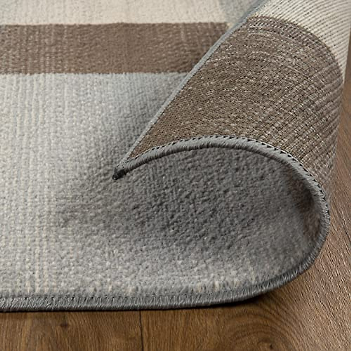 BLUENILEMILLS BNM Fiji Contemporary Indoor Area Rug Collection, Modern Patchwork Geometric Area Rug with Durable Jute Backing, 5' x 8', Grey