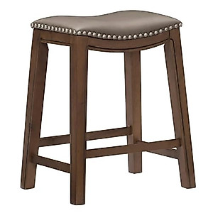 Homelegance Ordway Saddle Seat Counter Height Stool, 25"SH, Gray