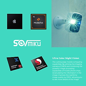 Sovmiku CG3 2K Starlight Color Night Vision,Solar Security Camera Wireless Outdoor,2-years Free Cloud Storage,Easy to Setup,Motion Detection,Two Way Audio,Audible Flashlight Siren,2.4GHz Wi-Fi,SD Slot