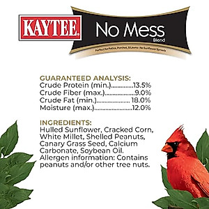 Kaytee Wild Bird (No Mess or Waste Free) Food Seed Blend for Blue Jays, Woodpeckers, Juncos, Cardinals, Grosbeaks, Sparrows, and Finches, 10 Pound, (Packaging May Vary)