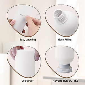 Lusiyi Squeeze Bottles 8 oz, Travel Shampoo and Conditioner Bottles, Plastic Refillable Containers for Lotion(8oz, 3Pcs, White)
