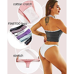FINETOO Womens Underwear Cotton High Cut String Bikini Panties Low Rise Hipster Ladies Sexy Cheeky Underwear Pack