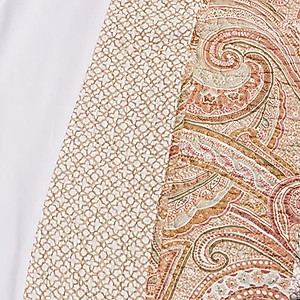 Levtex Home Spruce Coral Quilt Set - King Quilt + Two King Pillow Shams - Paisley Pattern in Coral and Tan - Quilt Size (106 x 92) and Pillow Sham Size (36 x 20) - Reversible Pattern - Cotton