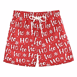 Aflyko Christmas Board Shorts Ho Ho Ho Xmas Snowflake Swim Trunk Bathing Suit New Year Boys Girls Beach Swimwear Quick Dry Swimming Shorts All Day Shorts Gym Shorts S