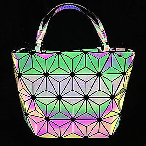 Geometric Luminous Purses and Handbags Holographic Purse Lumikay Bag Reflective Leather Irredescent Tote NO.4