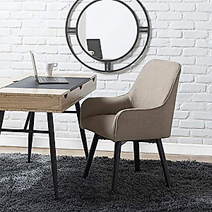 Studio Designs Home Contemporary Spire Luxe Swivel, Rotating, Upholstered, Accent Dining Arms and Metal Legs in Camel Beige Home-Office-Desk-Chairs, 25.5" W x 24" D x 35.5" H