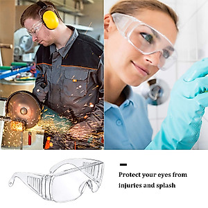 Frienda 6 Pairs Clear Safety Glasses Over Eyeglasses Goggles Clear Glasses Anti- Fog/Scratch Eye Protection Polycarbonate Protective Eyewear Safety Goggles For Shooting, Lab, Outdoor, Workplaces