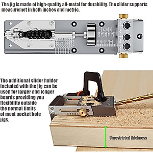 HOWOD Pocket Hole Jig Kit, Professional and Upgraded All-Metal Pocket Screw Jig.