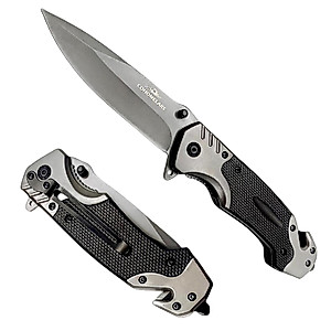 COHOMELARS 9'' Folding Pocket Knife,Tactical Multitool Knife with Stainless Steel Blade,G10 Handle with Glass Breaker,Pocket Clip,Liner Lock,Survival Knife,Sharp EDC Knife for Men