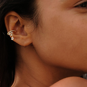 VACRONA Cubic Zirconia Ear Cuff 14K Gold Plated Earrings Round Cuff Sparkling Non-Pierced Earrings Helix Wrap Ear cuff Hypoallergenic Earrings for Jewelry Gifts