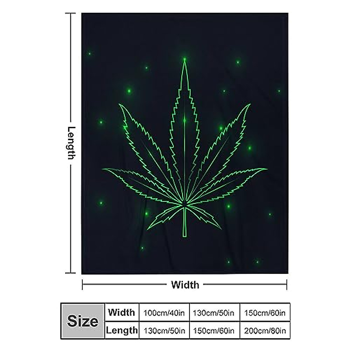 Lightweight Flannel Blanket for Men Boys, Compatible with Green Lined Cannabis Leaf, Small Large Warmer Fall Throw Blanket, Cute Fleece Blanket for Couch Bed Sofa Chair, Queen King Size Blankets