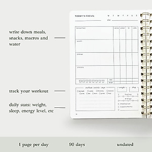 Kunitsa Co. Food and Exercise Journal for Women. Track Meals, Nutrition and Weight Loss - 90 days (Pink) 8.5″ x 6″