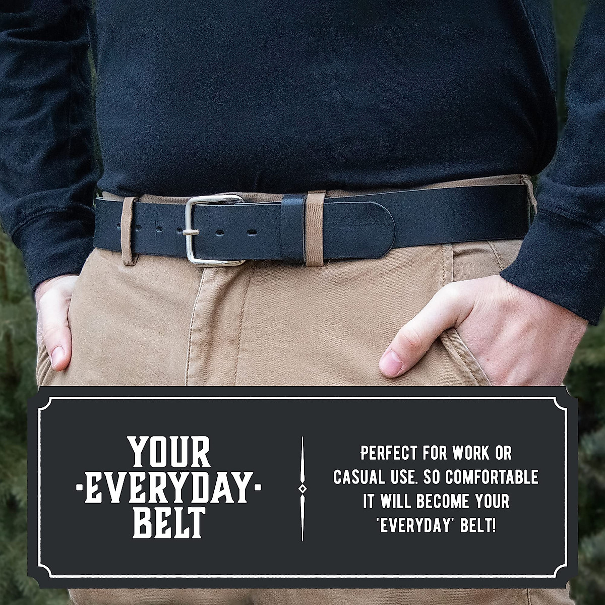 Main Street Forge Journeyman Leather Belt | Made in USA | Black w/Silver Buckle | Size 36