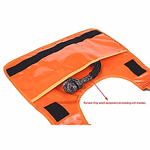 Comily Plus+ Off Road Recovery Winch Weight Bag,Safety Strong Durable PVC Winch Rope Dampener Blanket with Pocket-Light Orange Color