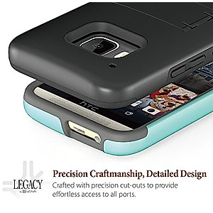 HTC One (M9) Case - VENA [Legacy] Slim Fit Dual Layer Hybrid Case with Kickstand & Screen Protector for HTC One M9 (2015) - Teal & Gray