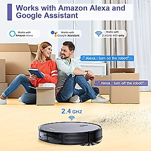 iMartine Robot Vacuum and Mop Cleaner with Boundary Strips, 2200Pa Strong Suction, Quiet, Slim, Self-Charging Robotic Vacuums, Ideal for Pet Hair, Hard Floors, Medium Pile Carpets, Works with Alexa