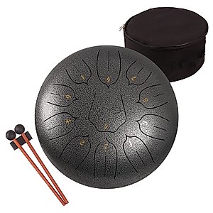 LOMUTY Steel Tongue Drum - Percussion Instrument -Handpan Drum with Bag, Music Book, Mallets, Finger Picks