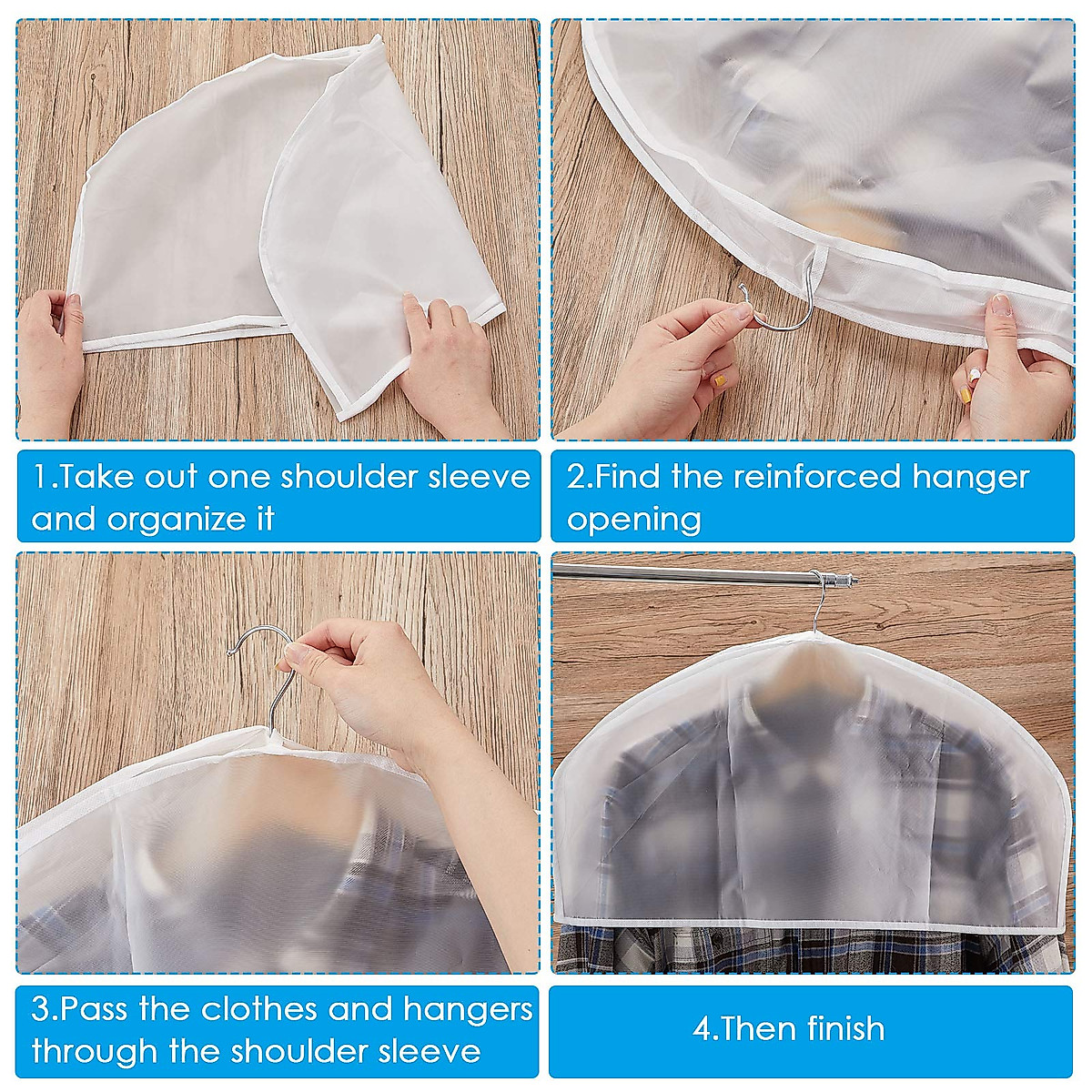 Patelai 24 Pieces Dust Covers for Hanging Clothes 24 x 12 x 2 Inches Shoulder Covers for Hanging Clothes for Closet Storage Suit, Coats, Jackets, Dress Closet Storage