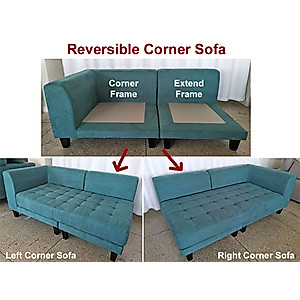 Stendmar 5-Piece L Shape/U Shape Living Room High Back with Headrest Reversible Contemporary Dark Grey Microfiber Fabric Sectional Couch Sofa Set S150D5A