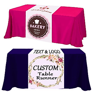 XINYIMAI Custom Table Runner, Customize Tablecloths with Business Logos or Your Text and, Personalize DIY The Tablecloth with Your Image, Suitable for Birthday, Party, Wedding, Holiday Decorati