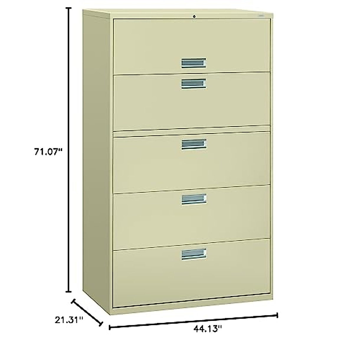 HON 5-Drawer Filing Cabinet - 600 Series Lateral or Legal Filing Cabinet, 42w by 19-1/4d, 5-Drawer, Putty (H695)