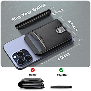 typecase Magnetic Wallet Compatible with Magsafe: Magnetic Phone Wallet & Card Holder for Apple iPhone 16 15 14 13 12 Pro Max - Adjustable Mag Safe Wallet Stand with 4 Card Slots - Black