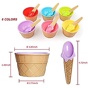 Cartoon Candy Color Ice cream bowl with spoon- ice cream bowls for kids set candy colored cute dessert bowls for summer holiday parties, gifts for children ice cream cups