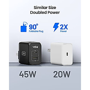 USB A & USB C Charger Block, INIU 45W PD QC3.0 PPS USB-C Foldable Wall Charger Supports Super Fast Charging for Samsung S23 Ultra S23 S22 S21 S20, iPhone 14 13 12, iPad, MacBook Air, Steam Deck