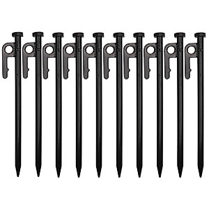 LBY 10pcs Tent Stakes, 20cm(7.87'') Heavy-Duty Steel Solid Tent Stakes Pegs, Steel System Outdoor Tent Nail Camping Stakes, 45#Steel (Black)