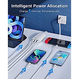 USB C Charger, LDNIO 65W PD Fast USB C Wall Charger, 6-Port USB C Charging Station with PD3.0+QC4.0 Compatible with MacBook Pro/Air, iPhone 14/13/12 Pro Max, iPad Series, Laptops, Samsung and More