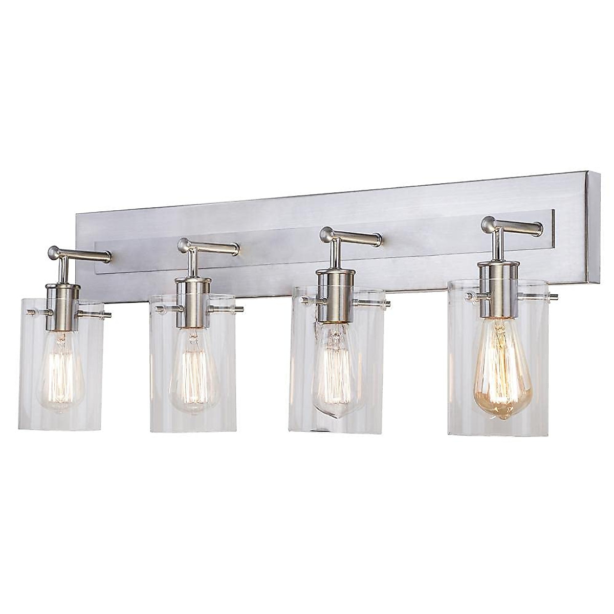 Regan 29.13 in. 4-Light Brushed Nickel Vanity Light with Clear Glass Shades, DS19074