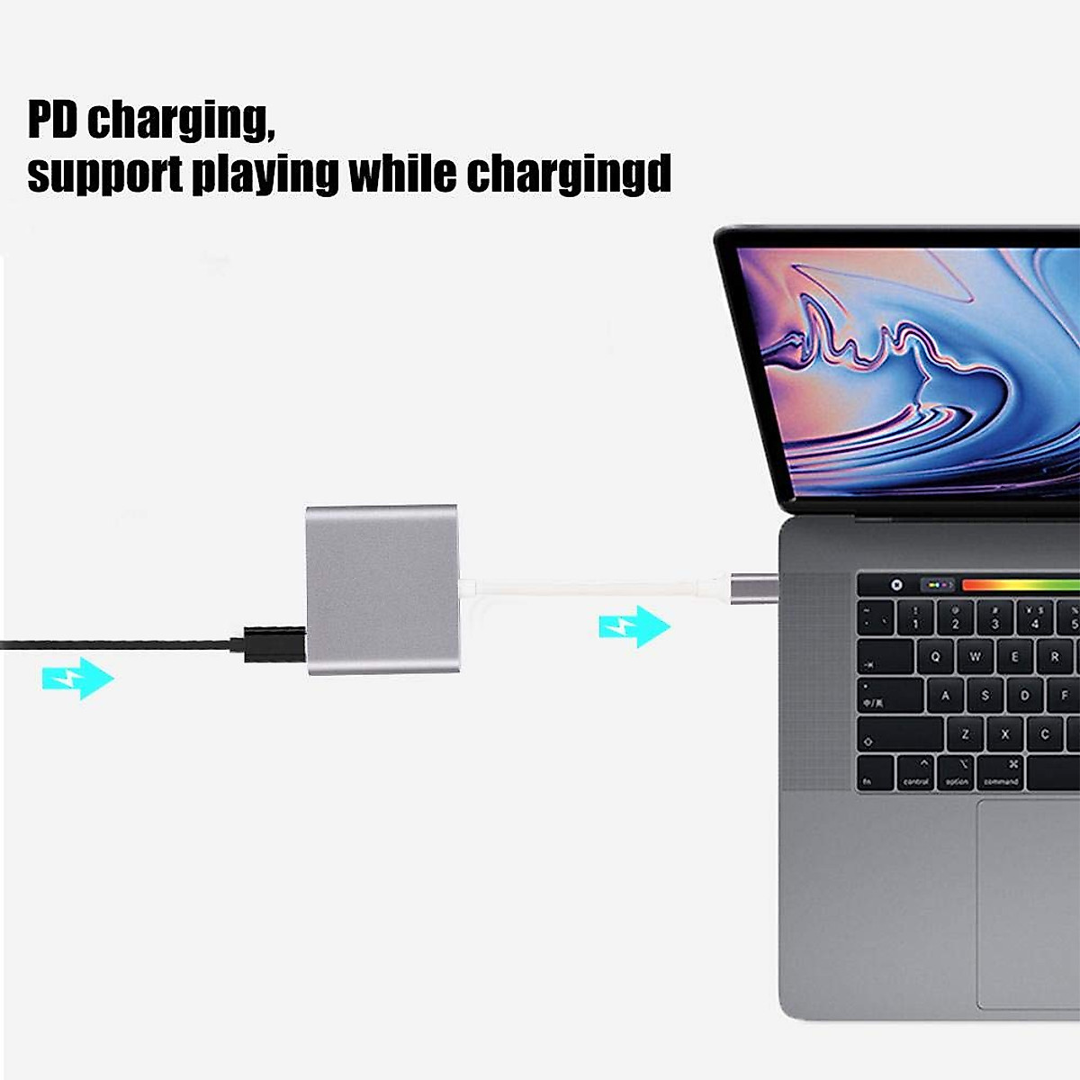 Type C to HDMI Hub Adapter Multi-Function 3 in 1 Hub Type C to HDMI Output HD Converter Adapter Dock Station(Gray)