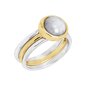 Silpada 'in Good Campanile' Stacking Rings with Natural Blue Lace Agate in Sterling Silver & Brass, Size 8