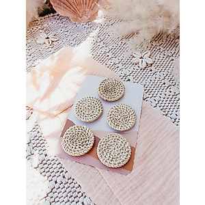 SiennaFox Rattan Fridge Magnet Large Ceramic 1.18in Magnets Boho Home Decor Office Decoration whiteboard Decorative Kitchen Locker Magnetic Aesthetic (Ivory Set of 5)