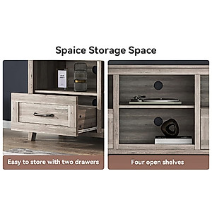 SAINTCY TV Stand for TVs up to 80", Large Television Stands with Drawers for Living Room, TV Entertainment Center with Storage and Shelves, TV Cabinet Media Console Furniture for Bedroom (Grey)