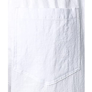 JOTOOK Men's Cotton Linen Shorts Casual Elastic Waist Shorts Summer Beach Shorts with Pocket Fashion Style Shorts 3X-Large White