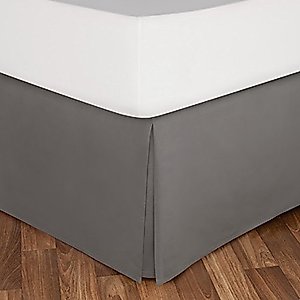 Ethereal Bedding 400-TC Sateen 1-PC Luxury Split Corner Tailered Bed Skirt King/Eastern King Solid Elephant Grey 21'' Inches Drop Length 100% Egyptian Cotton