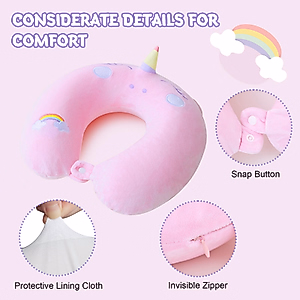 Cirorld Travel Pillow for Kids Adult Cute Neck Pillow for Traveling Memory Foam Airplane Pillow Sleep Mask Animal Flight Pillow Head Rest Neck Support for Cars Long Flights (Pink, 9-12 Y/O)