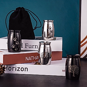 Stainless Steel Cremation Urns, Urns for Human and Pets Ashes, Decorative Urns, Adult Funeral Urns, Small Keepsake, Mini Urns, Paw Print Urn - Silver