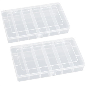 Farmer Mani 6 Grids Clear Plastic Organizer Box, Bead Storage Containers, Craft Organizers and Storage Beads Organizer, Art DIY, Crafts Jewelry Storage, Fishing Tackles, 2 PACK