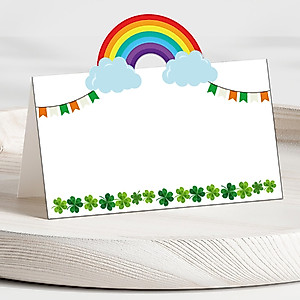 36pcs St. Patrick's Day Food Tent Labels Shamrock Place Cards for Irish Day Placecard Holders Seating Name Tents, Banquet tables, Buffet food label, St. Patricks Day Party