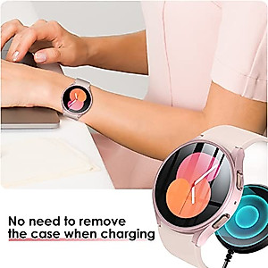 KIMILAR [5+5 Pack] Galaxy Watch 5/Galaxy Watch 4 Screen Protector Case 40mm, Anti-Fog Tempered Glass and Hard PC Protective Bumper Compatible with Samsung Galaxy Watch 5 40mm and Galaxy Watch 4 40mm