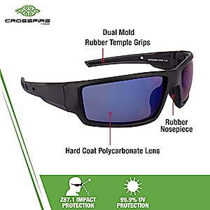 Cumulus Blue Mirror Lens and Matte Black Frame Safety Glasses